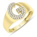 14K Solid Gold Initial Ring - Pave Letter G Ring - Personalized Jewelry ...