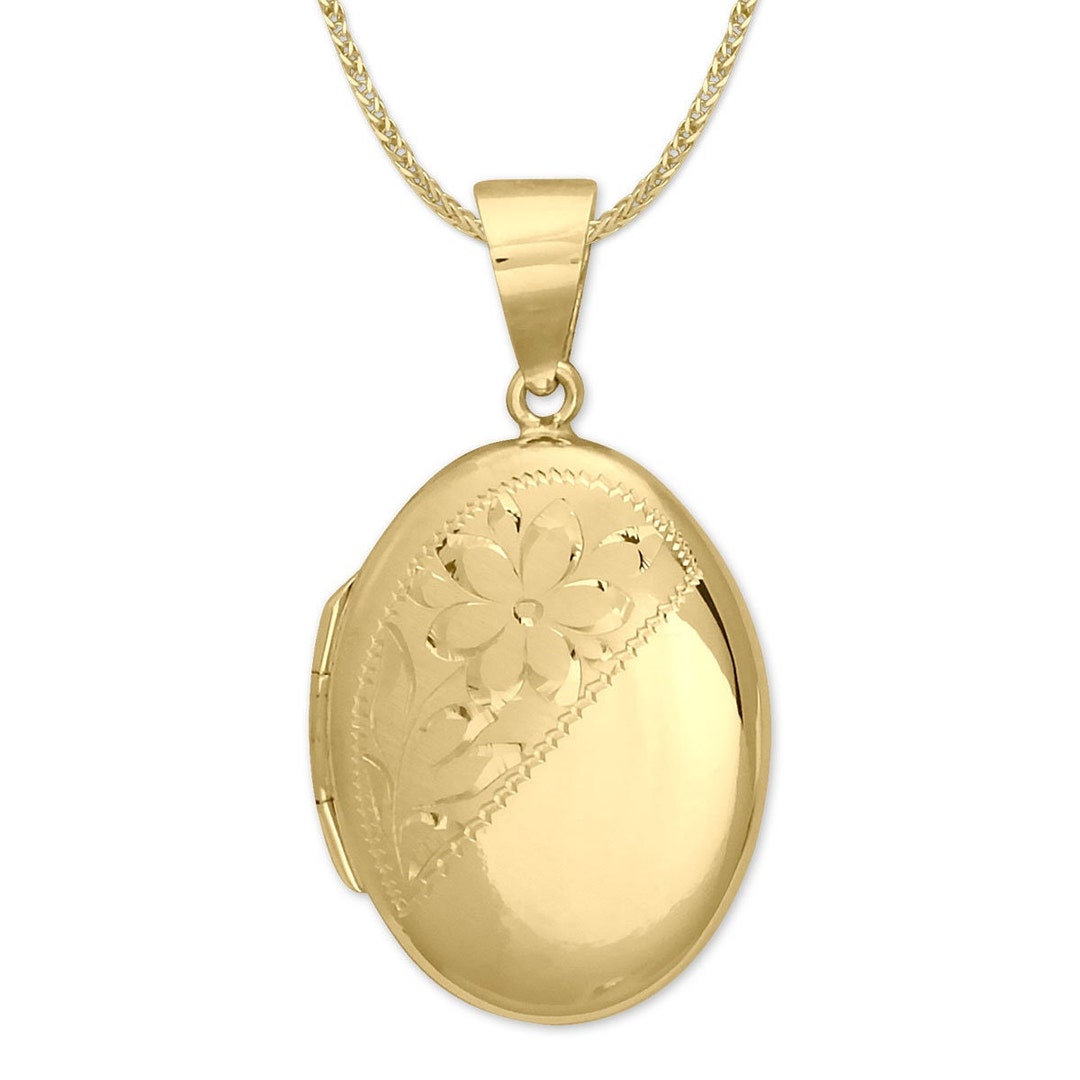 Oval Locket Necklace 14K Gold Locket Pendant for Mother Birthday Gifts ...