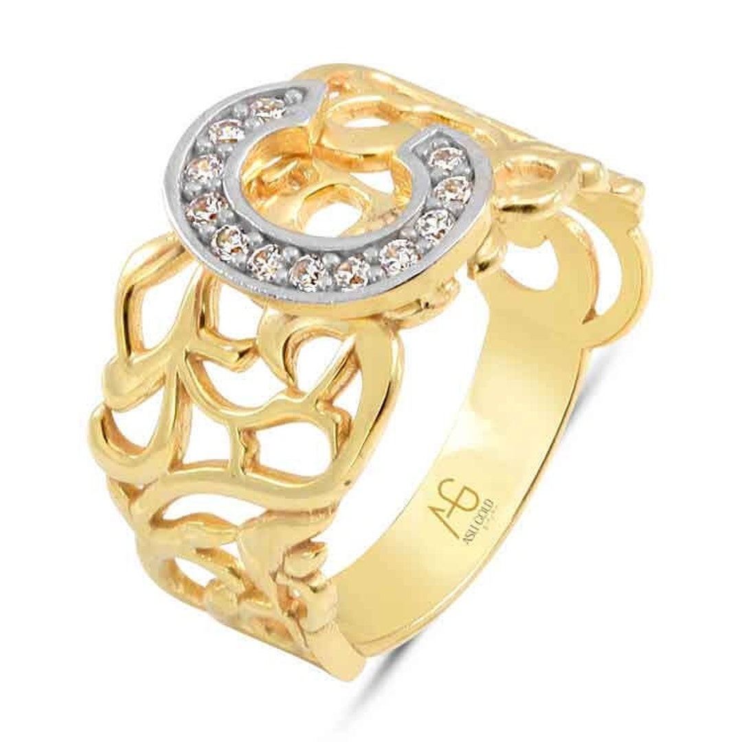 14K Gold Letter Ring: Initial C Ring, Handmade Jewelry - Etsy