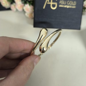 Drop Bangle* 14K Gold Drop Hinged Bangle for Women Everyday Jewelry ...