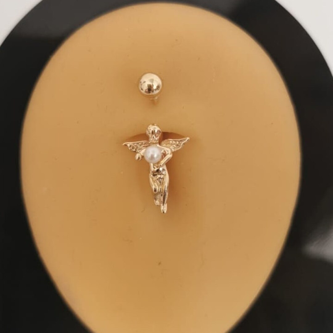 Belly Ring* 14K Gold Angel Belly Ring Women Body Jewelry* Navel Belly ...
