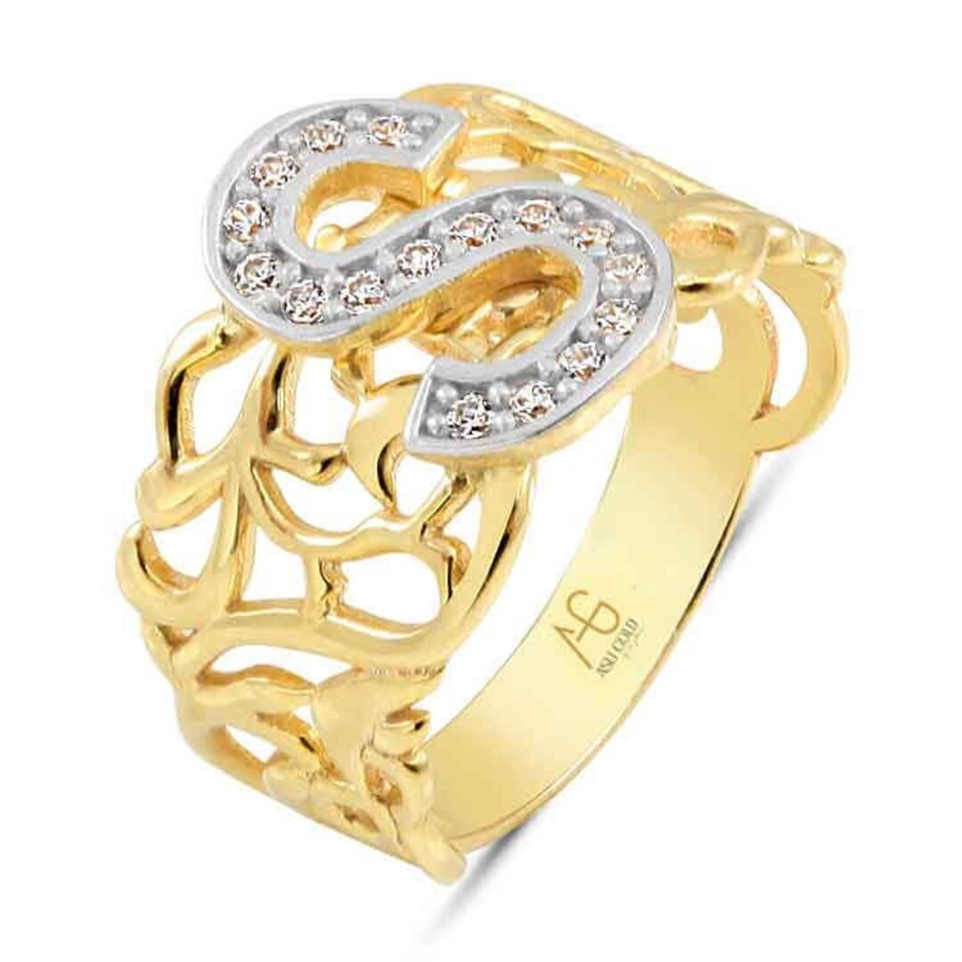 S Letter Ring 14K Solid Gold Letter Ring for Women Birthday Jewelry for ...