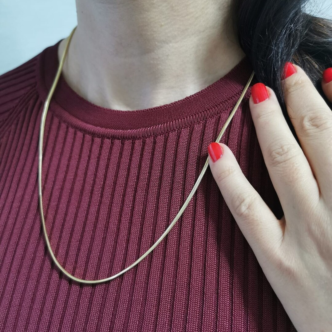 Snake Chain* 14K Gold Oval Snake Chain for Women and for Men Christmas ...