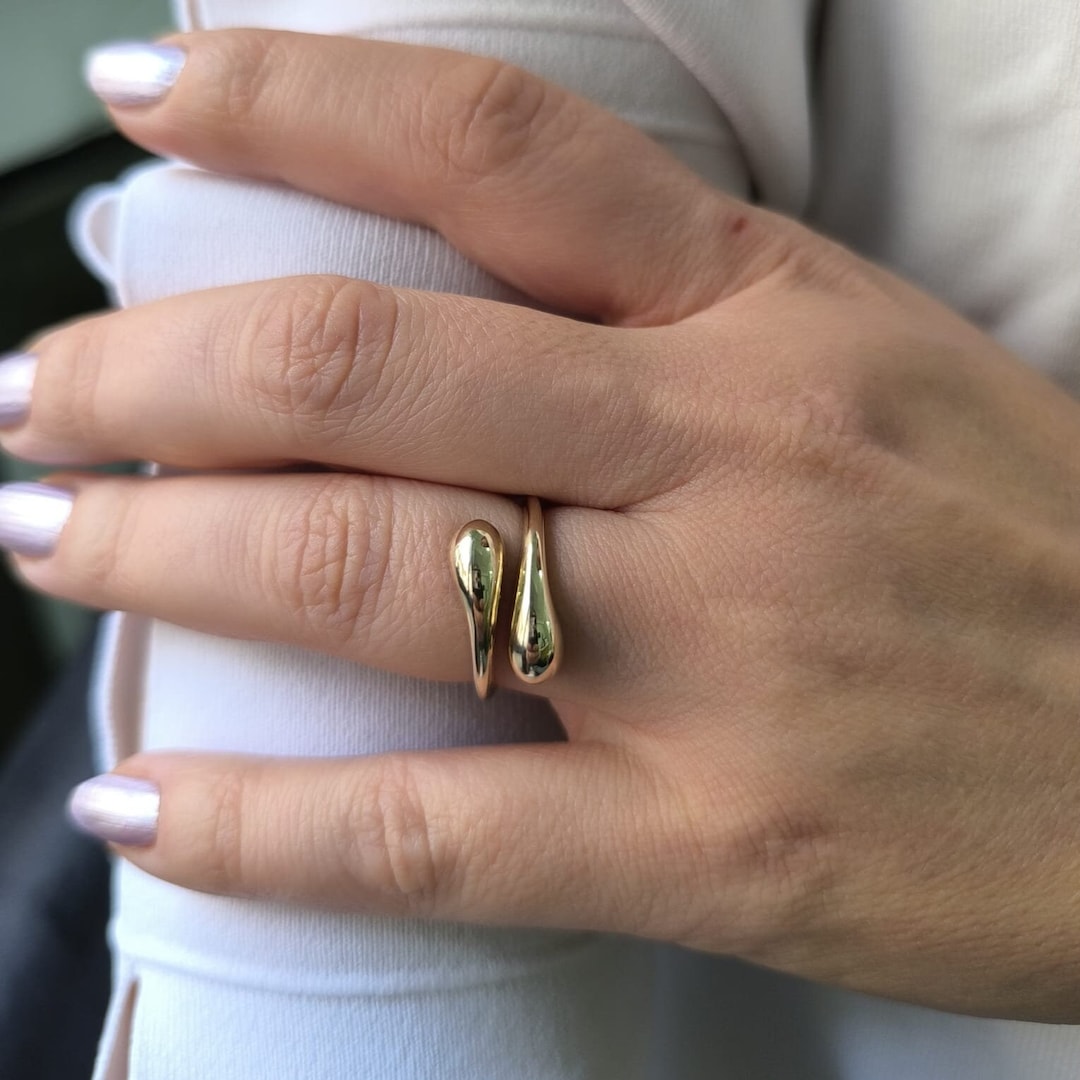 Drop Ring* 14K Gold Water Drop Ring for Women Bottega Jewelry* Bottega ...