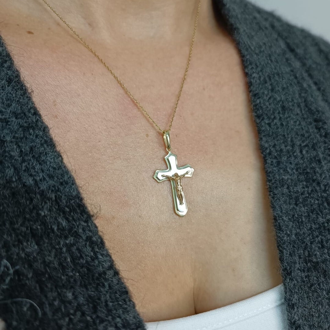 Cross Pendant* 14K Gold Cross Necklace for Girl Real Gold Jewelry* for ...