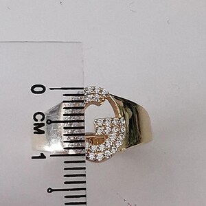 14K Solid Gold Initial Ring - Pave Letter G Ring - Personalized Jewelry ...