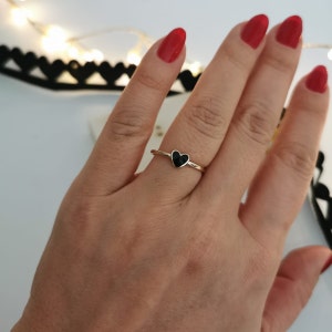 Heart Ring 14K Dainty Gold Ring for Girl Friend Birthday Jewelry Enamel ...