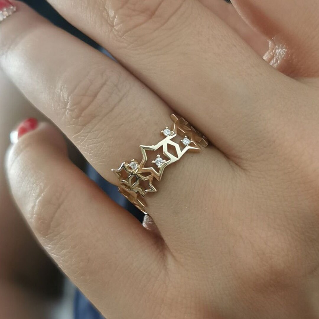 North Star Ring Starburst Ring 14K Gold Star Polaris Ring for Girl ...