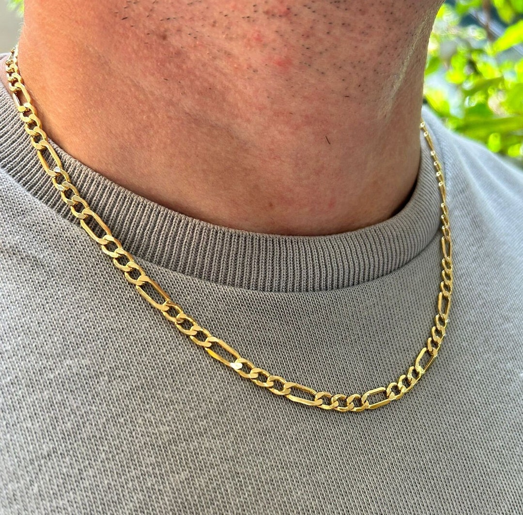 Figaro Chain* 14K Gold Figaro Chain Necklace for Men Gifts* 5mm Figaro ...