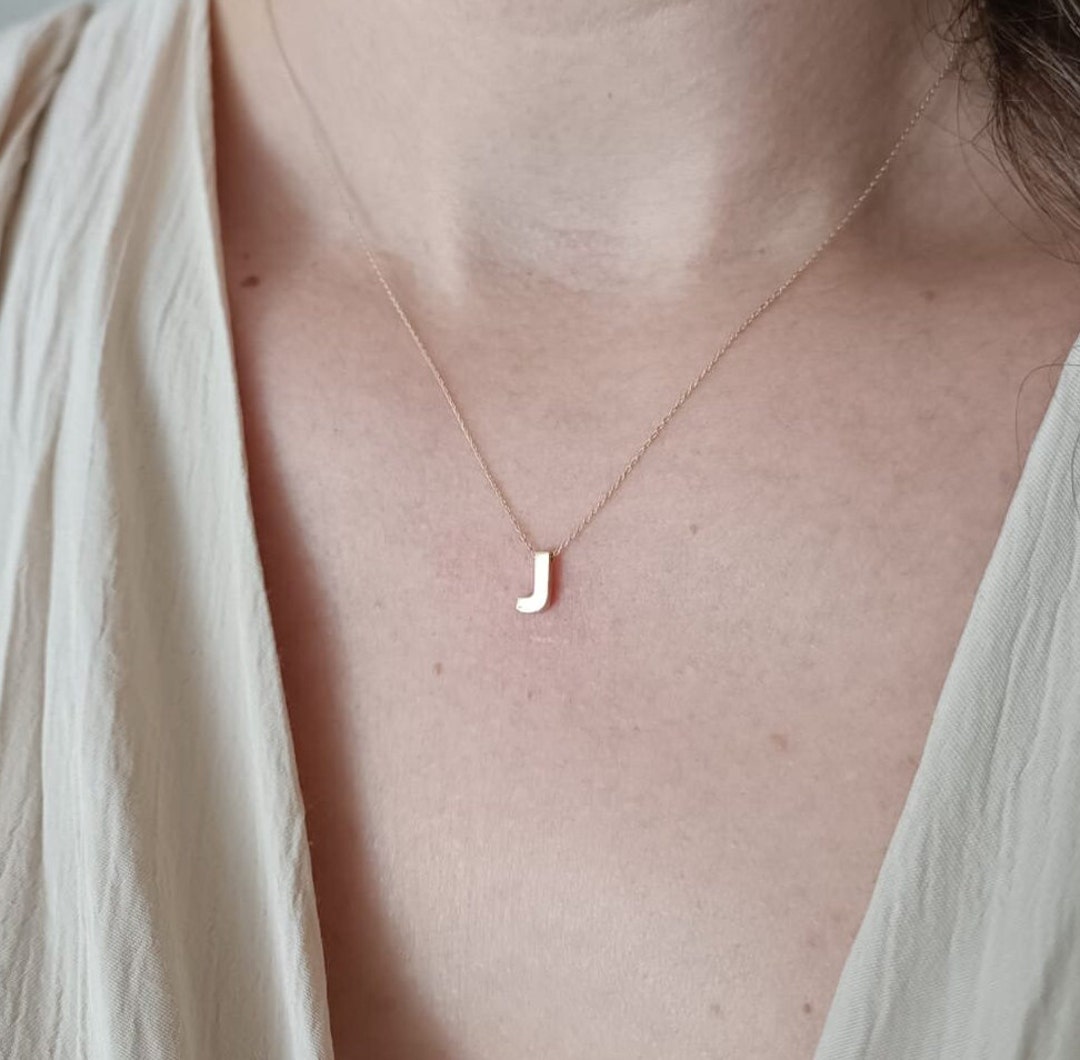 J Letter Necklace* 14K Gold J Letter Necklace for Girl Birthday Gifts ...
