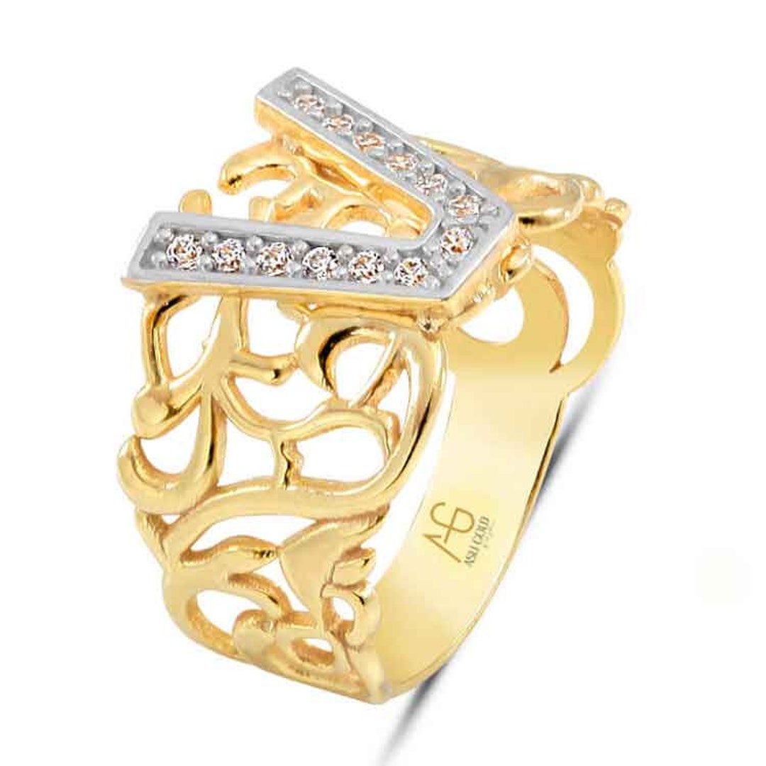 V Letter Ring* 14K Solid Gold Letter Ring for Girl Birthday Jewelry ...