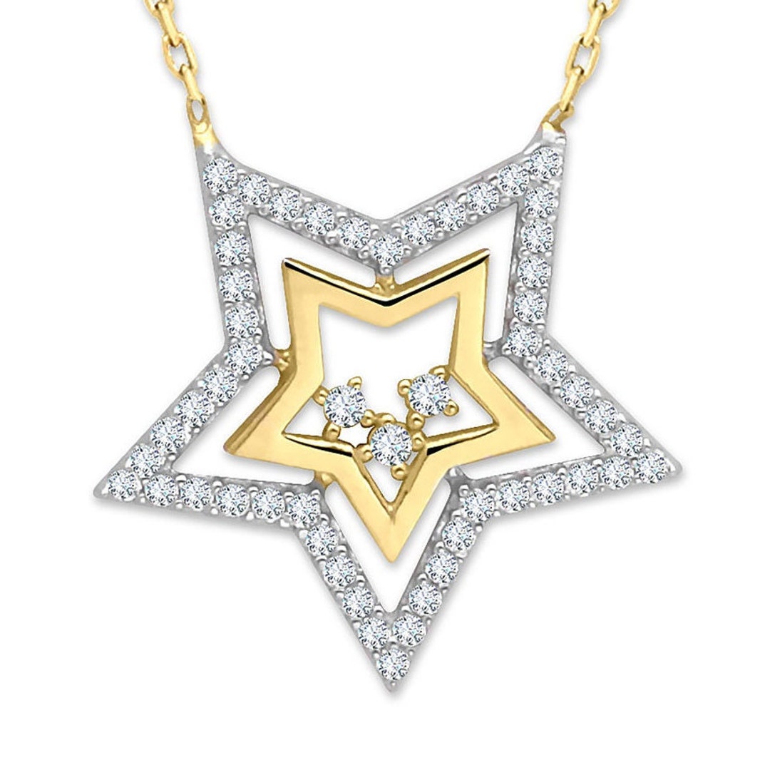 Star Necklace 14K Solid Gold Star Pendant for Girl Birthday ...
