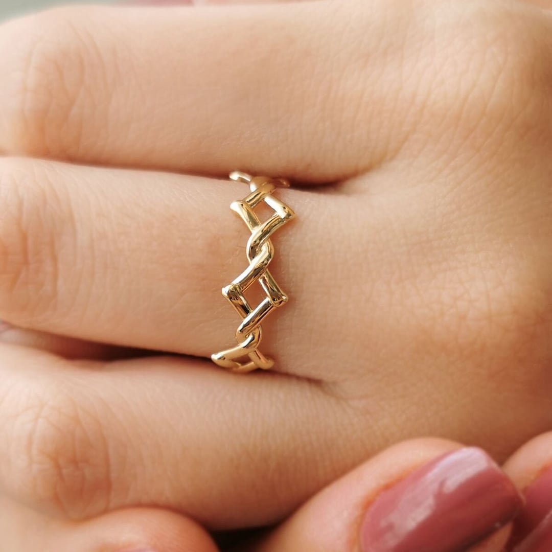 14K Solid Gold Braid Ring: Dainty Women's Jewelry - Etsy UK