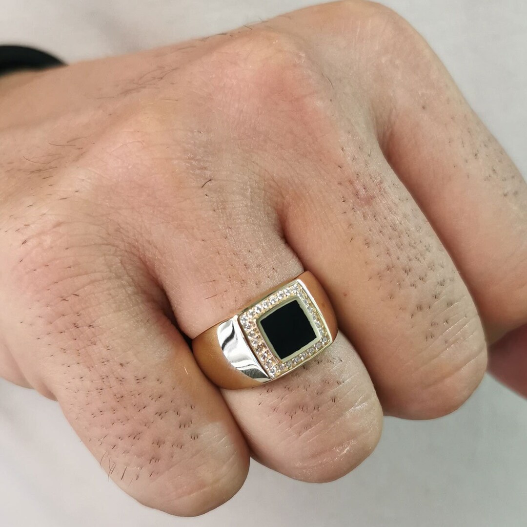 Signet Ring* 14K Gold Square Signet Rings for Men Jewelry* Onyx Gold ...