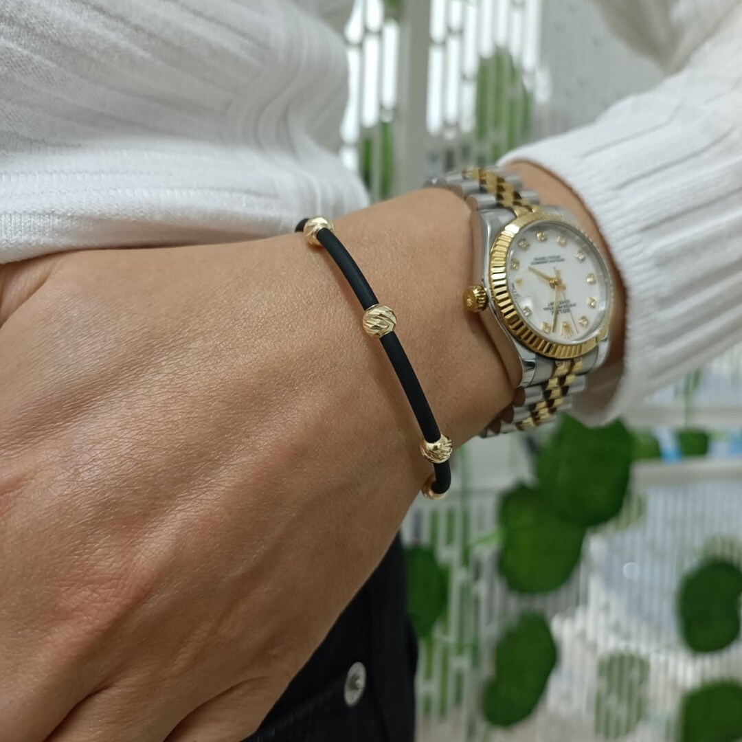 For Men Beads Bangle* 14K Gold Beads Bracelet Bangle for Men Everyday ...