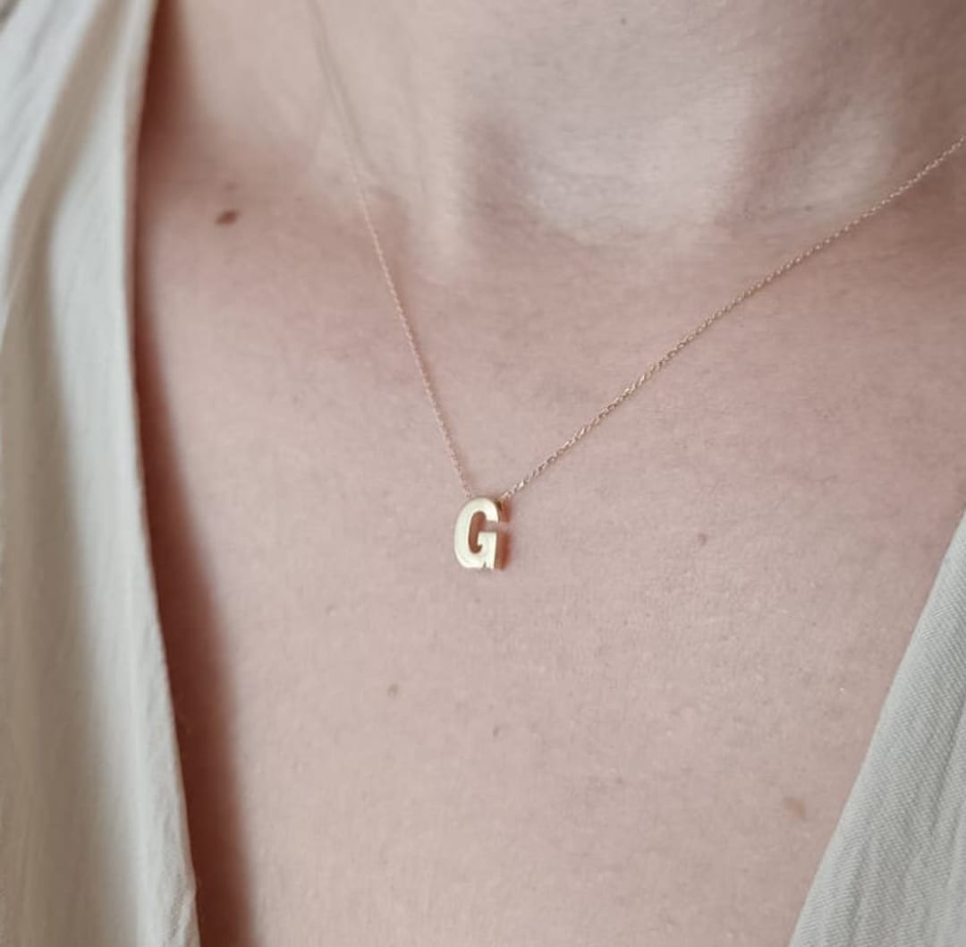 G Letter Necklace* 14K Gold G Letter Pendant for Girl Birthday Gifts ...
