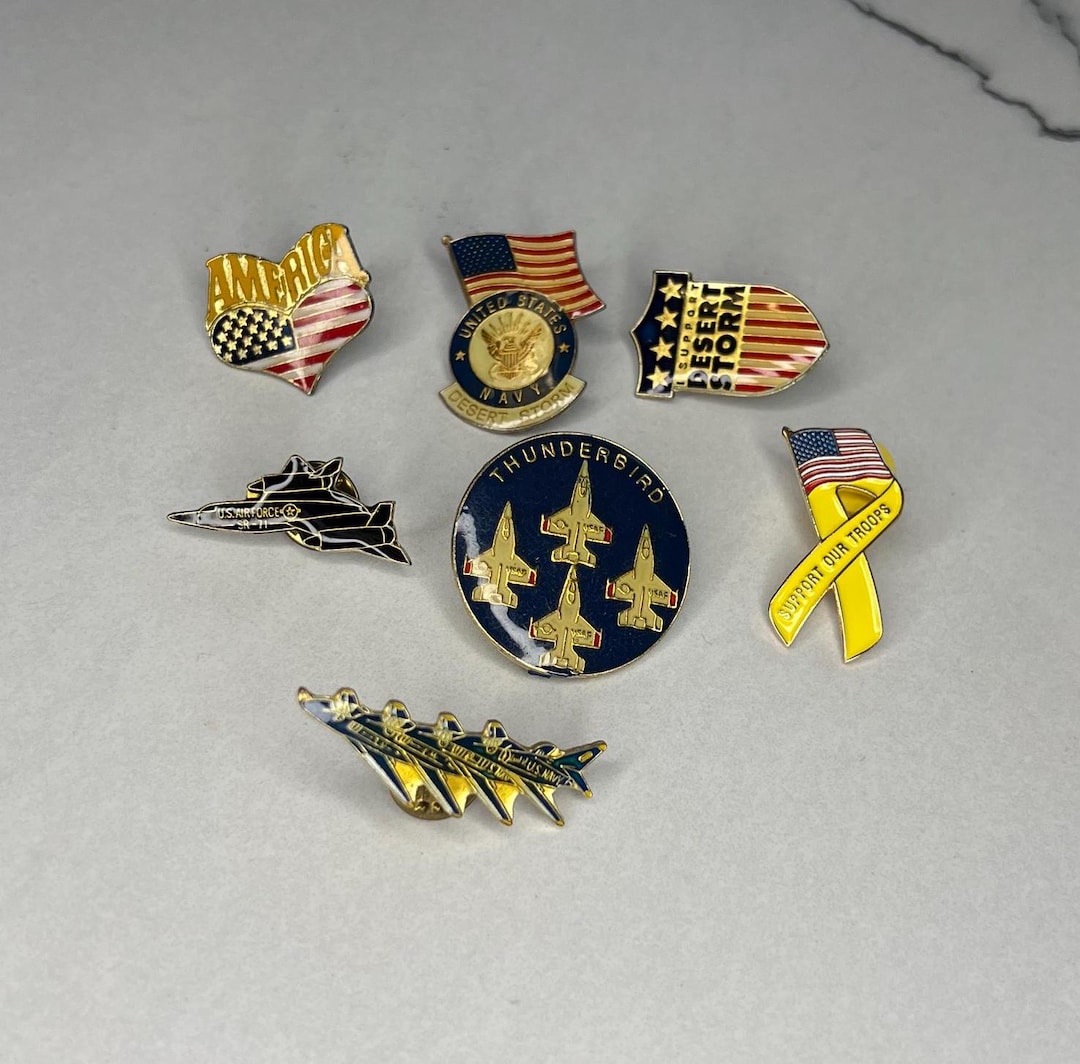 Vintage Military Pins, Lapel Pins, Enamel, America, Navy, Airforce ...