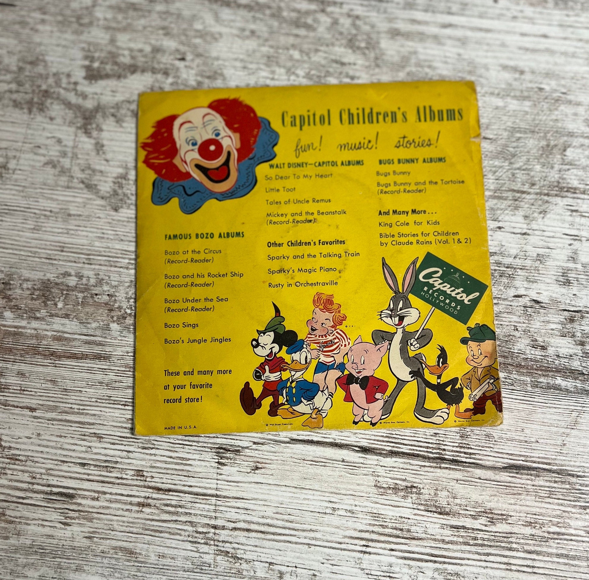 Bozo the Clown Books, Bozo Sing Along, Vintage Record Reader, 45RPM ...