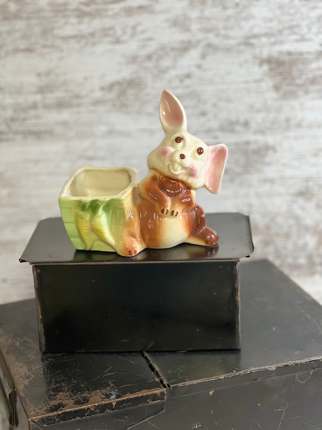 Vintage Bunny Rabbit Flower Planter, Ceramic Flower Pot, Window Sill ...