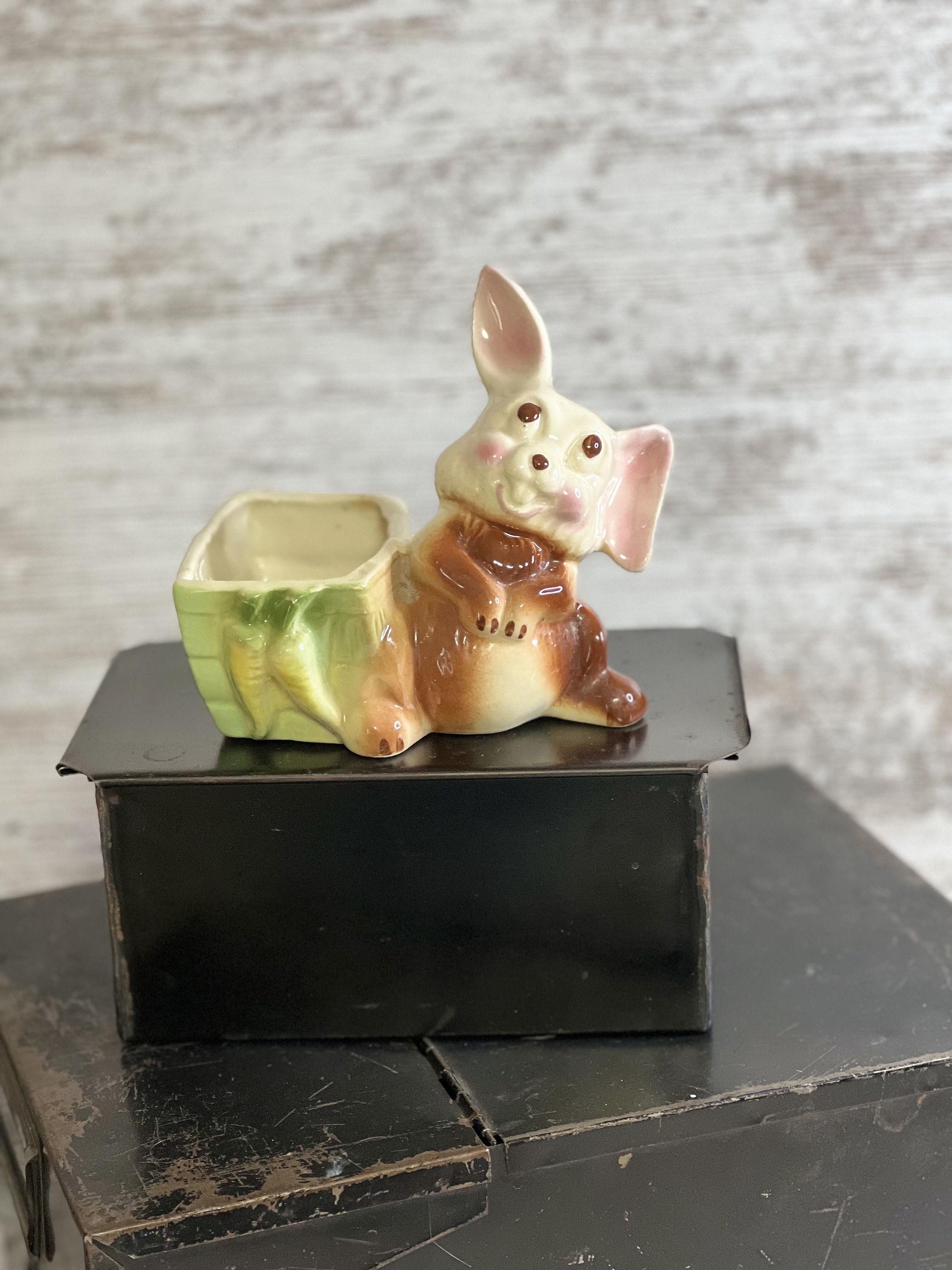 Vintage Bunny Rabbit Flower Planter, Ceramic Flower Pot, Window Sill ...