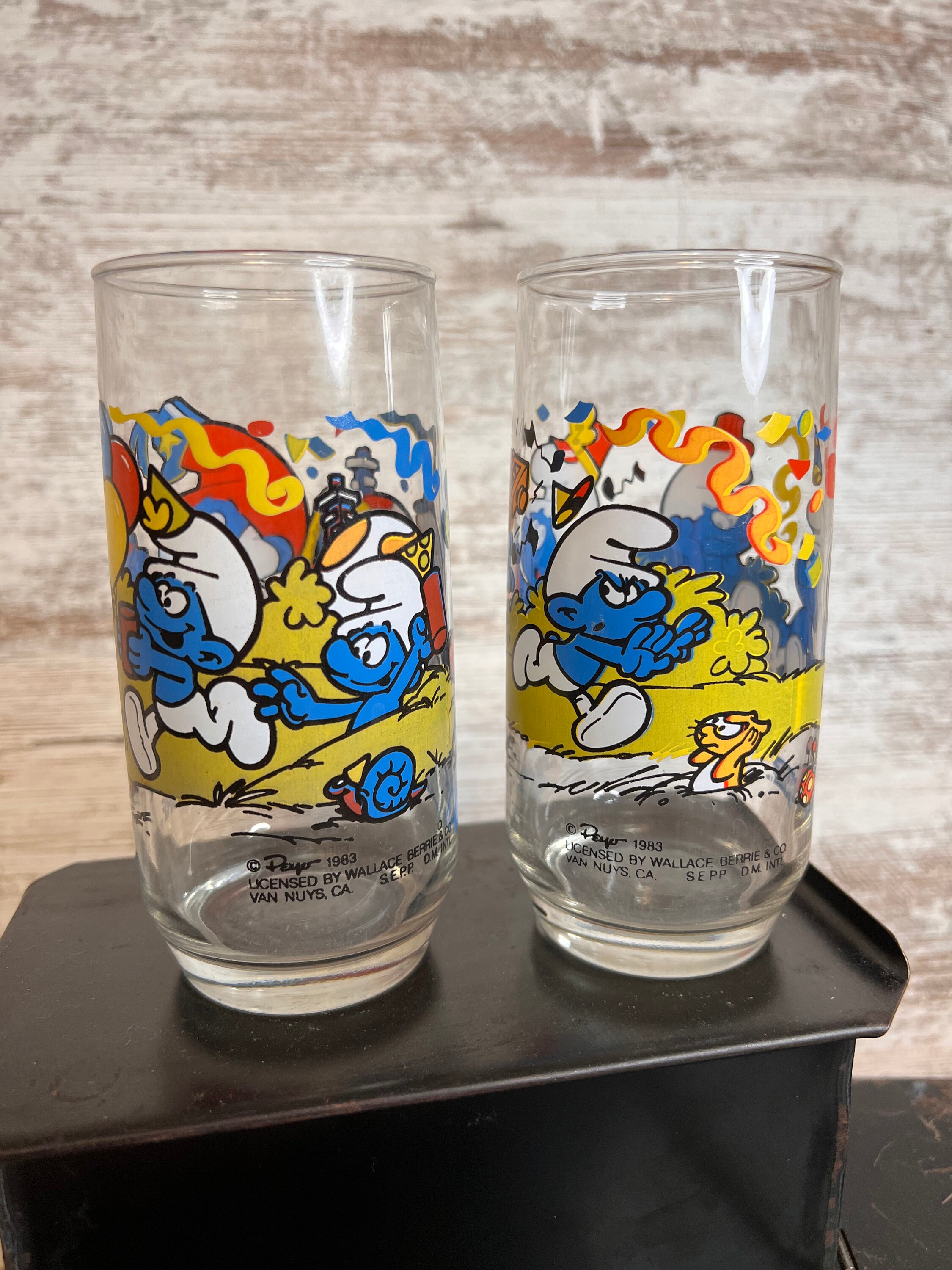 Papa Smurf & Harmony Smurf Drinking Glasses Tumblers - Etsy