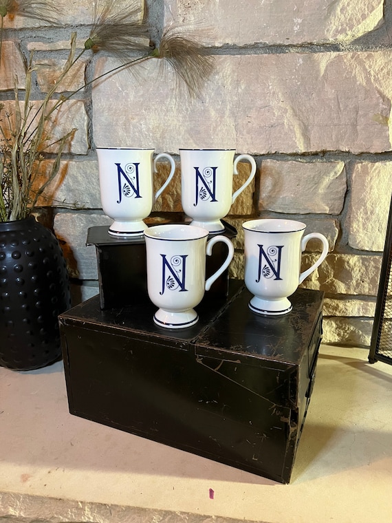 N Monogram Pedestal Mugs | Etsy