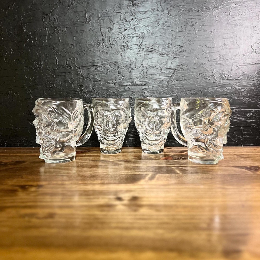 Vintage 90’s Pirate Skull Mugs, 30oz. Beer Mug, Oversized Glass, Skull ...