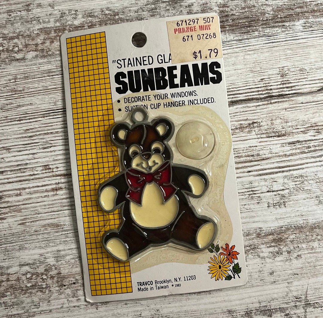 80’s Sunbeams Stained Glass, Window Sun Catcher, Teddy Bear Décor - Etsy