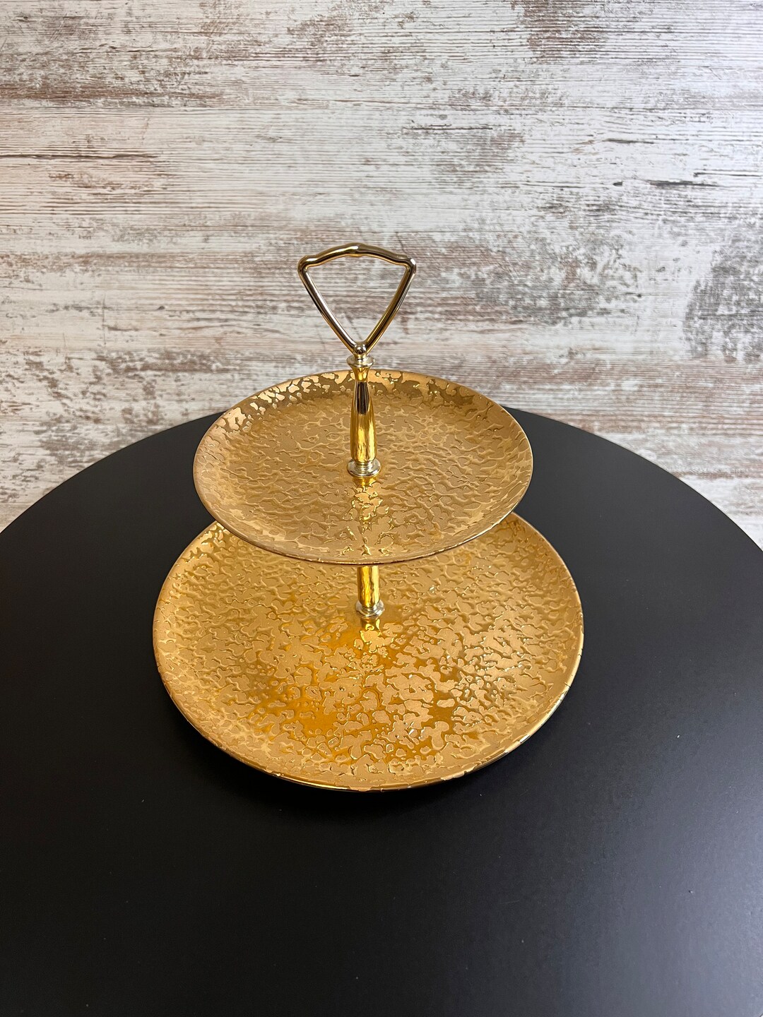 Two Tier Tray, Dessert Tray, Weeping Gold, 22kt - Etsy
