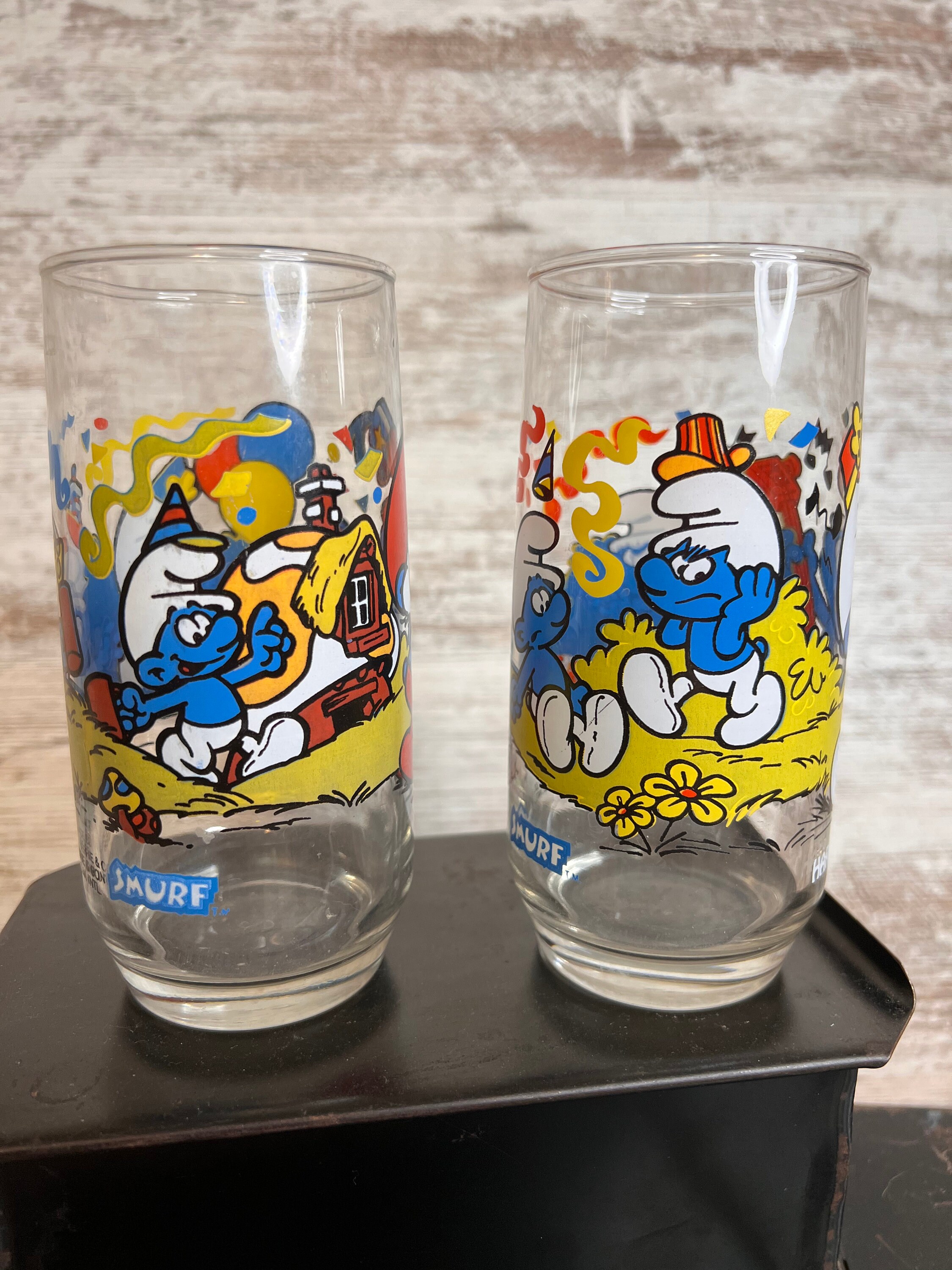 Papa Smurf & Harmony Smurf Drinking Glasses Tumblers - Etsy