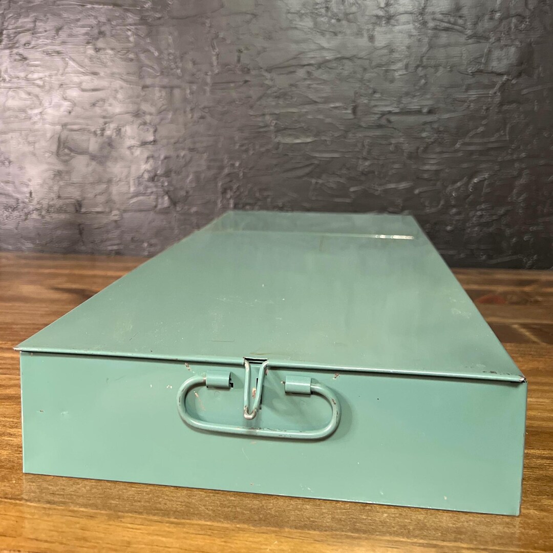 Vintage Metal Safety Deposit Box, Jewelry Safe, Storage, Mantle Decor ...