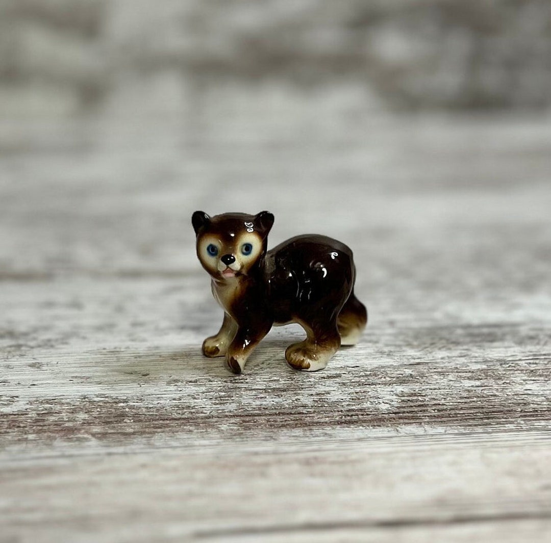 Vintage Miniature Bear Figurine, Tiny Brown Bear, Small Decor - Etsy