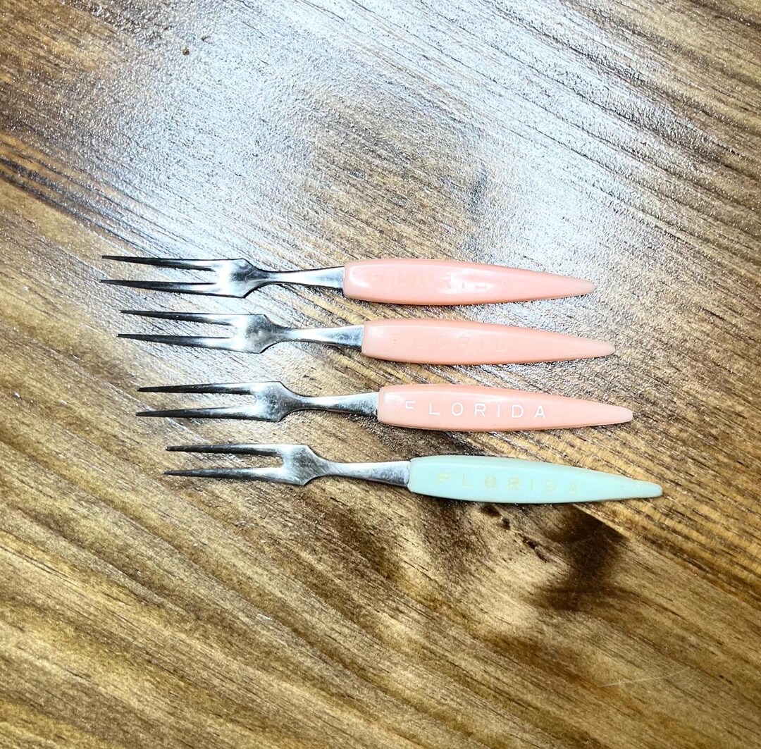 MCM Appetizer Fork Set, Colored Handles, Stainless, Party Forks - Etsy