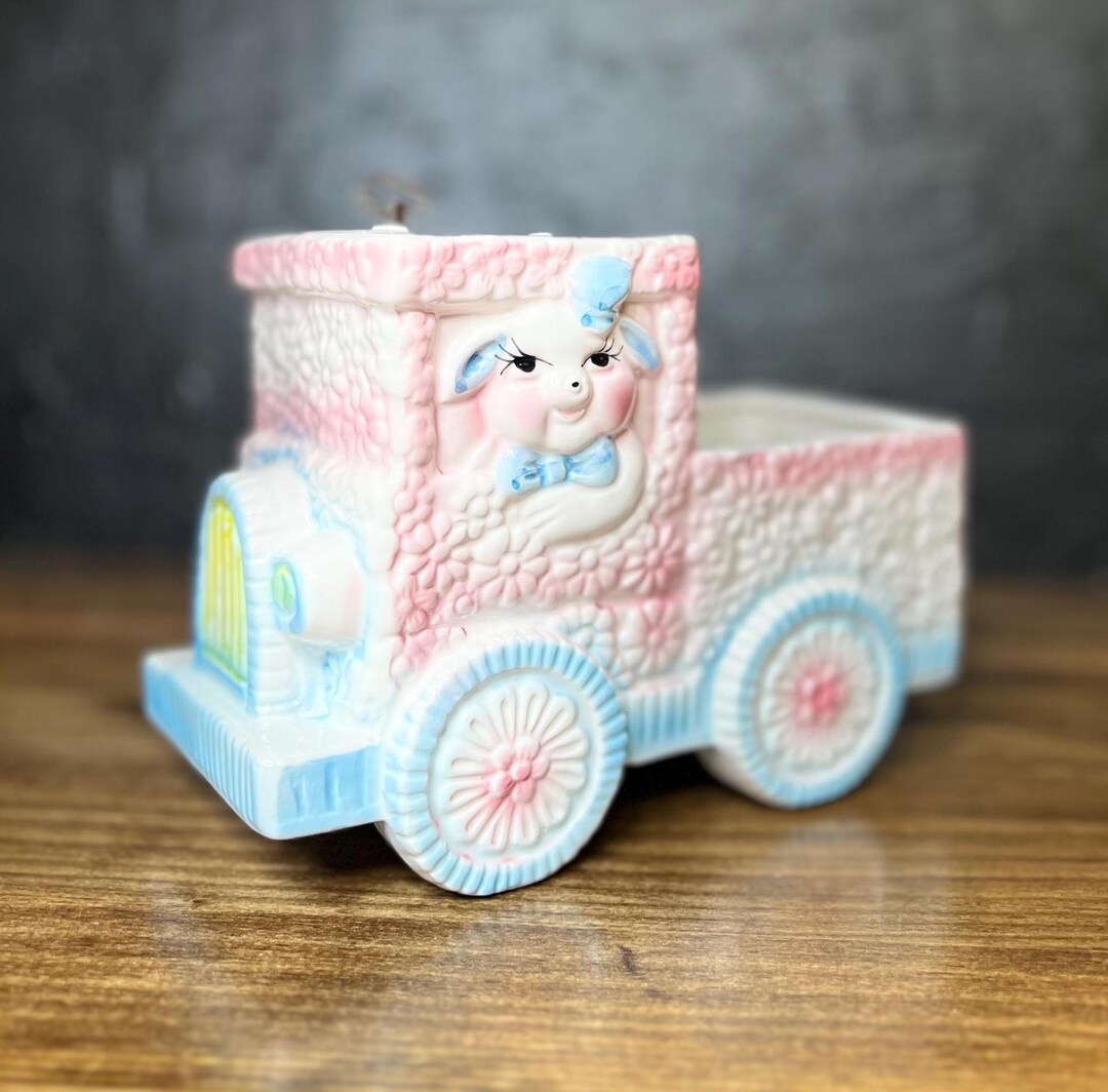 Vintage Flower Pot, New Baby Planter, Pink and Blue, Baby Nursery ...