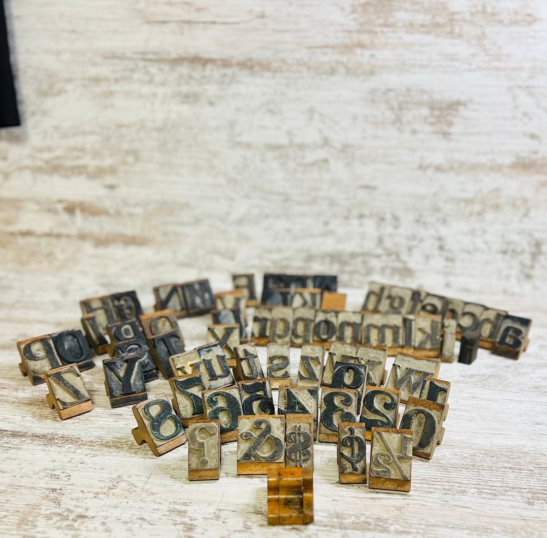Vintage Wooden Block Stamping Set, Printer Stamp Set, Pricing ...
