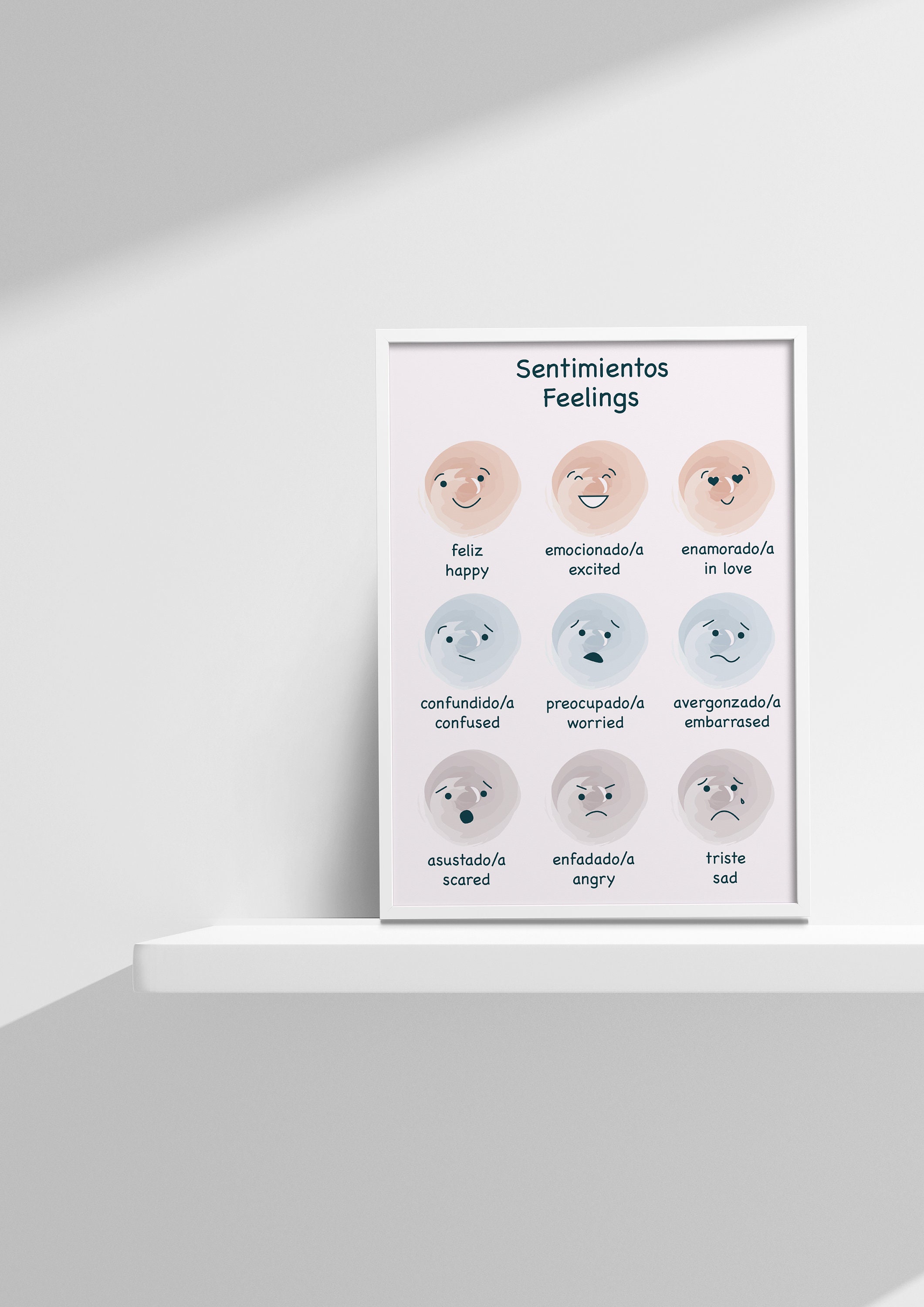 Feelings and Emotions Learning Poster Bilingual Educational - Etsy