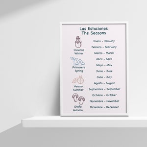 Months and Seasons Learning Poster | Printable Educational Wall Art ...