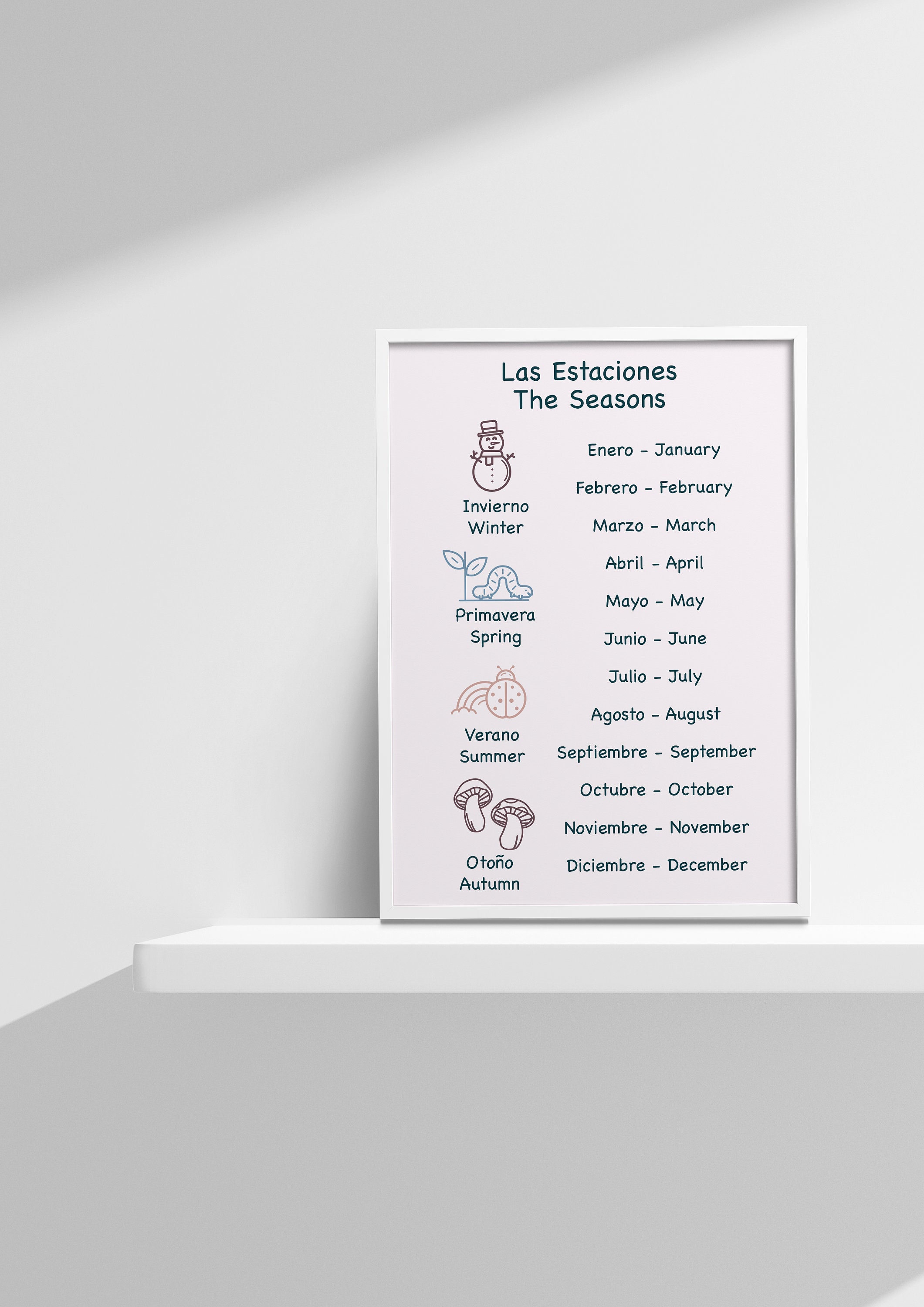 Months and Seasons Learning Poster | Printable Educational Wall Art ...