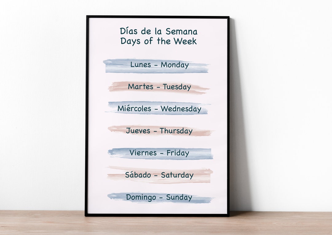 Days of the Week Learning Poster | Bilingual Educational Print ...
