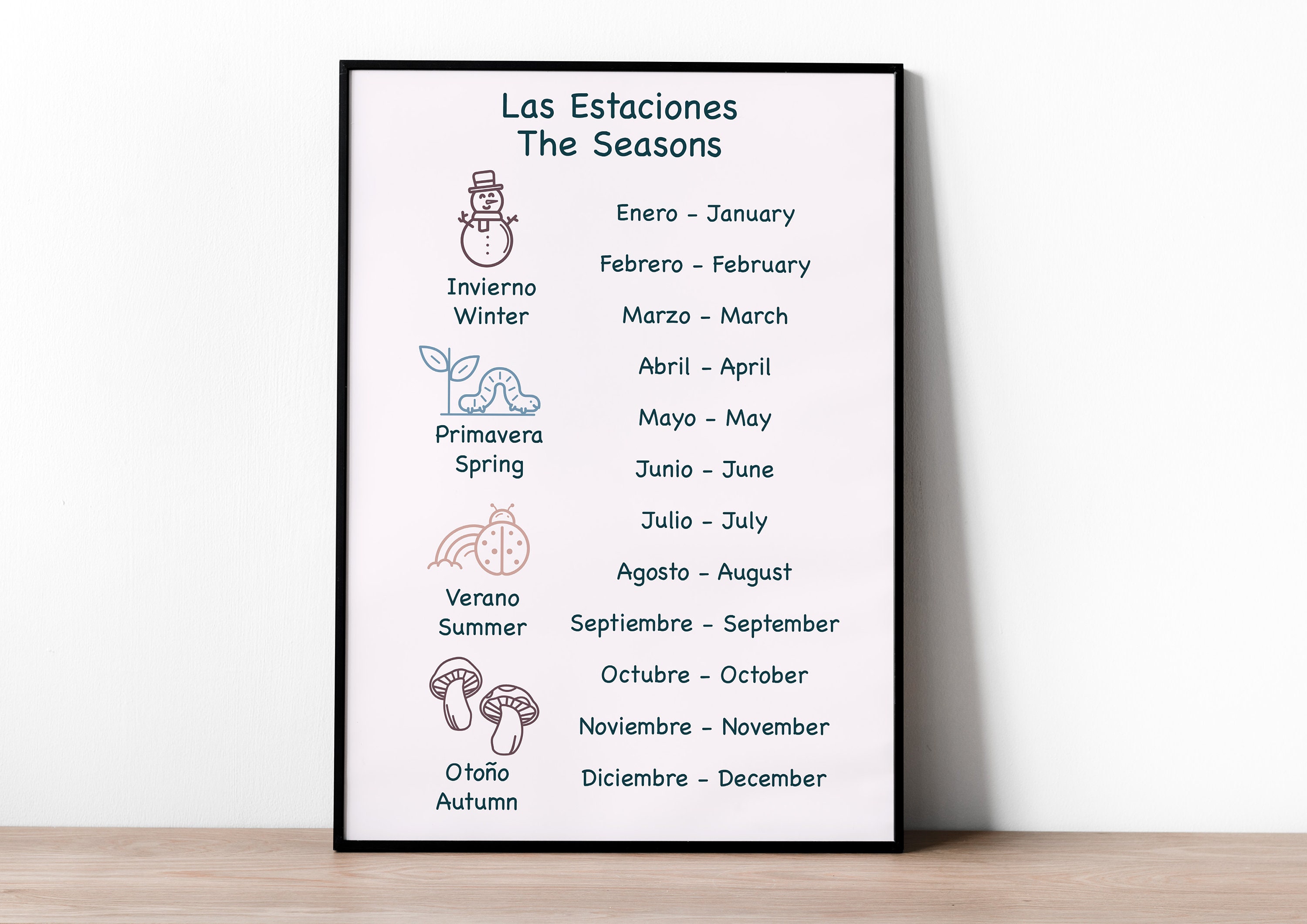 Months and Seasons Learning Poster | Printable Educational Wall Art ...