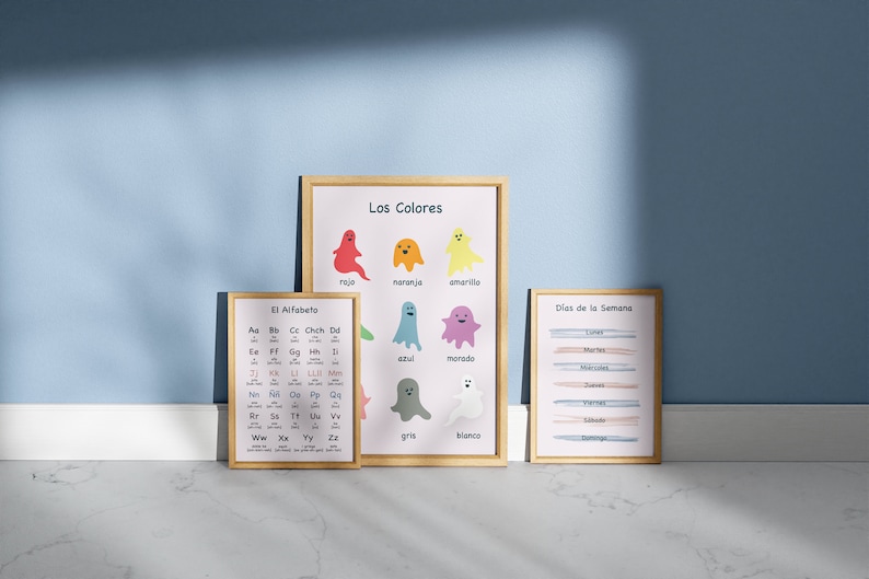 Six Educational Spanish Learning Posters | Printable Wall Art Bundle ...