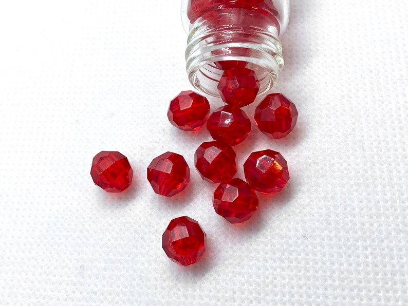 Red Transparent Faceted Round Acrylic Plastic Beads 9mm - Etsy