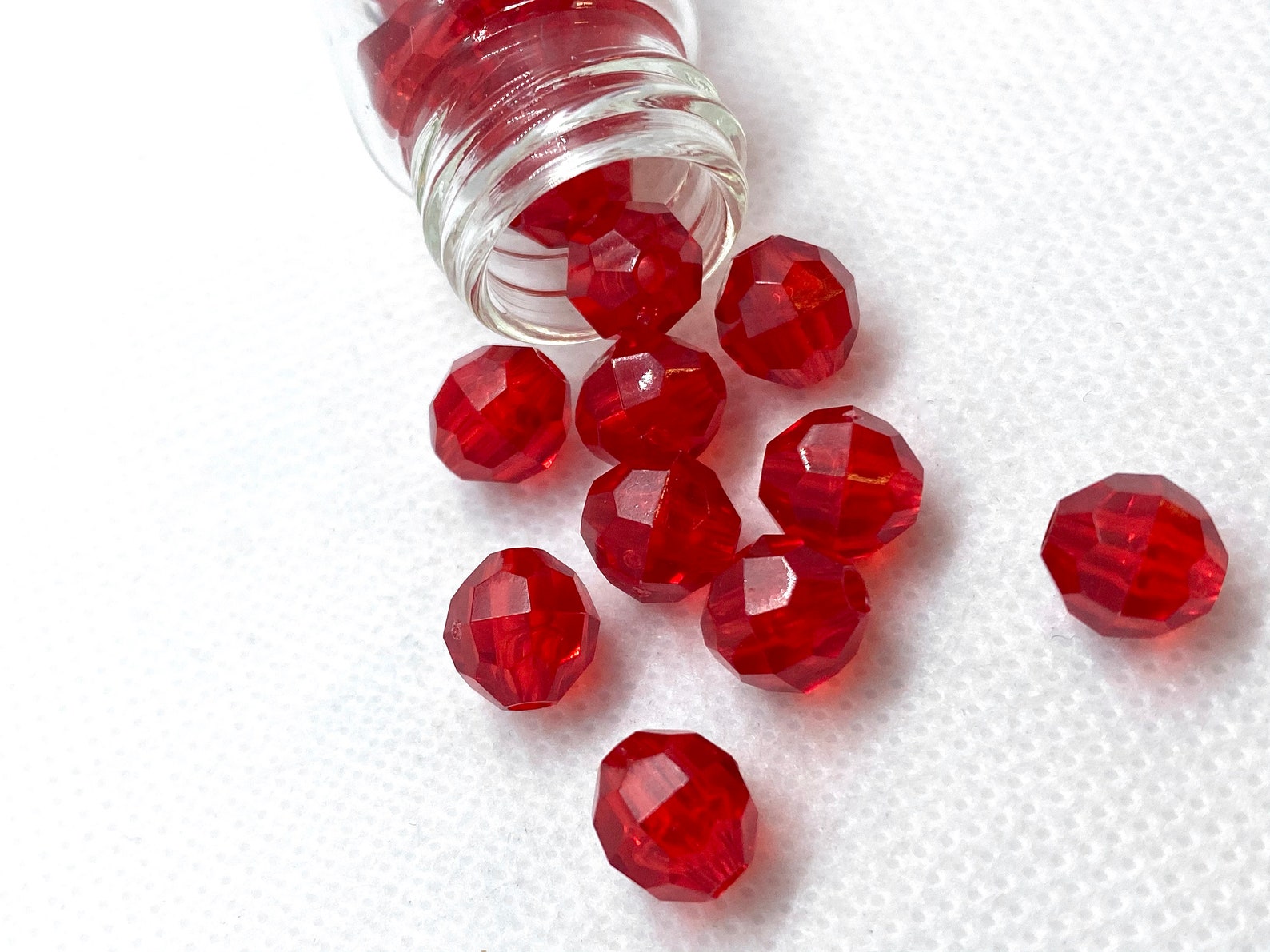 Red Transparent Faceted Round Acrylic Plastic Beads 9mm - Etsy