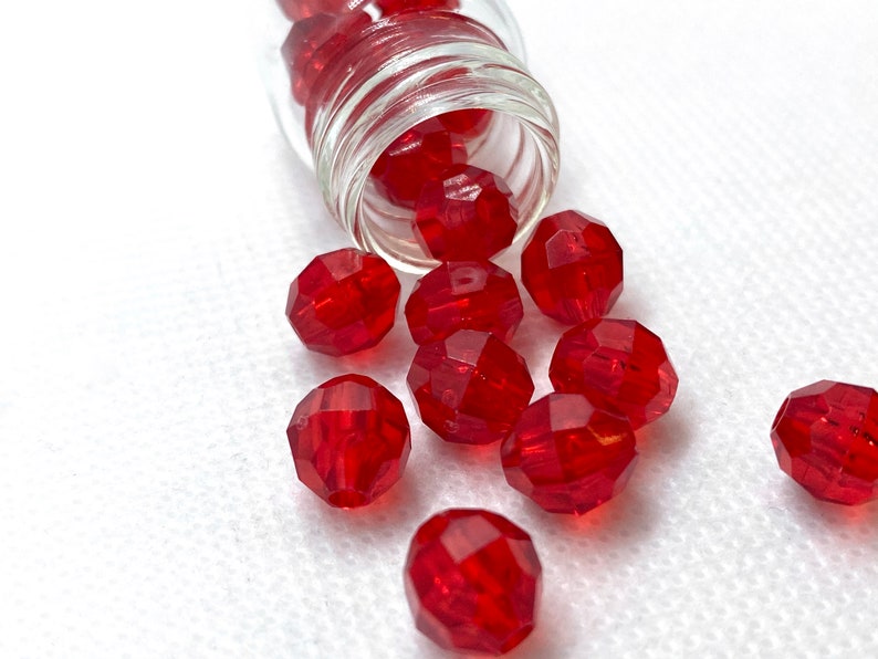 Red Transparent Faceted Round Acrylic Plastic Beads 9mm - Etsy