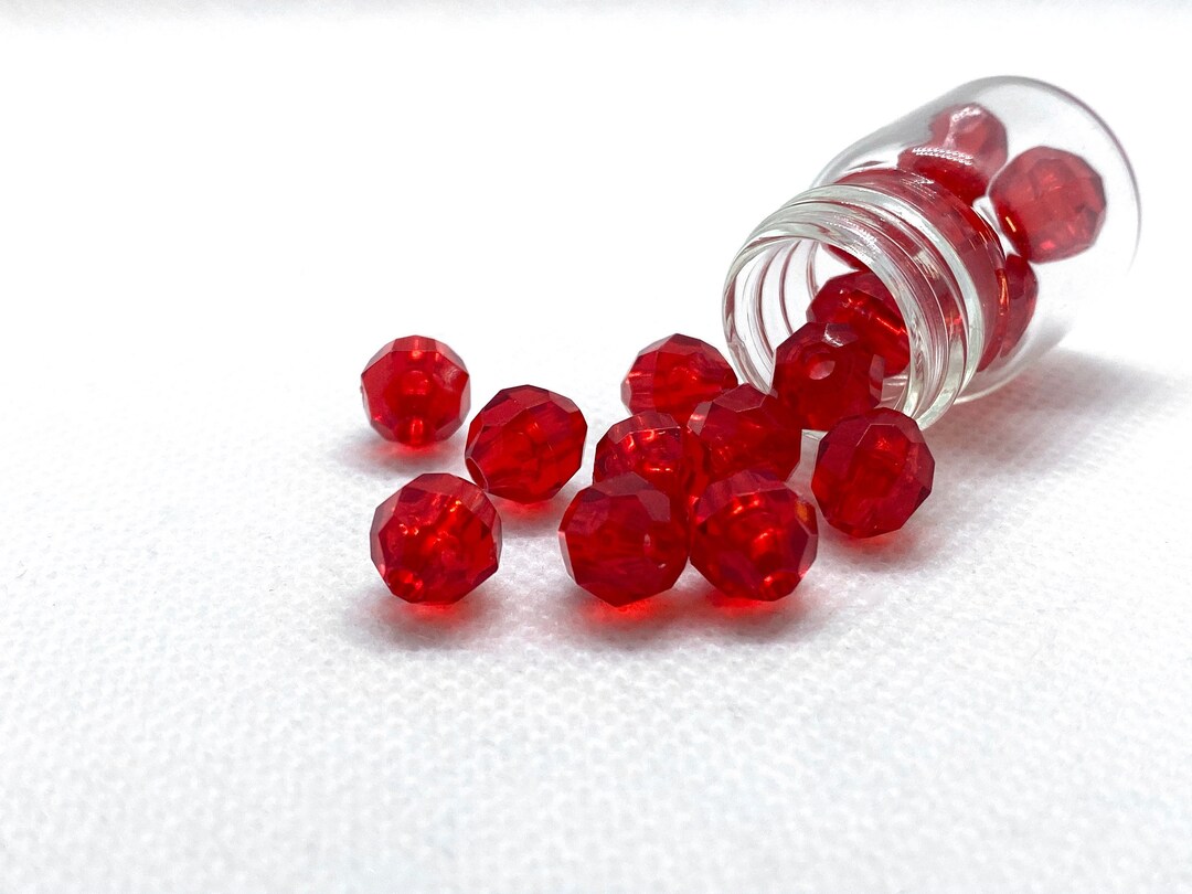 Red Transparent Faceted Round Acrylic Plastic Beads 9mm - Etsy