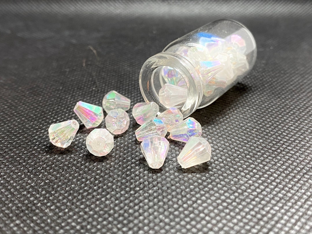 White Transparent AB Faceted Cone Acrylic Plastic Beads - Etsy