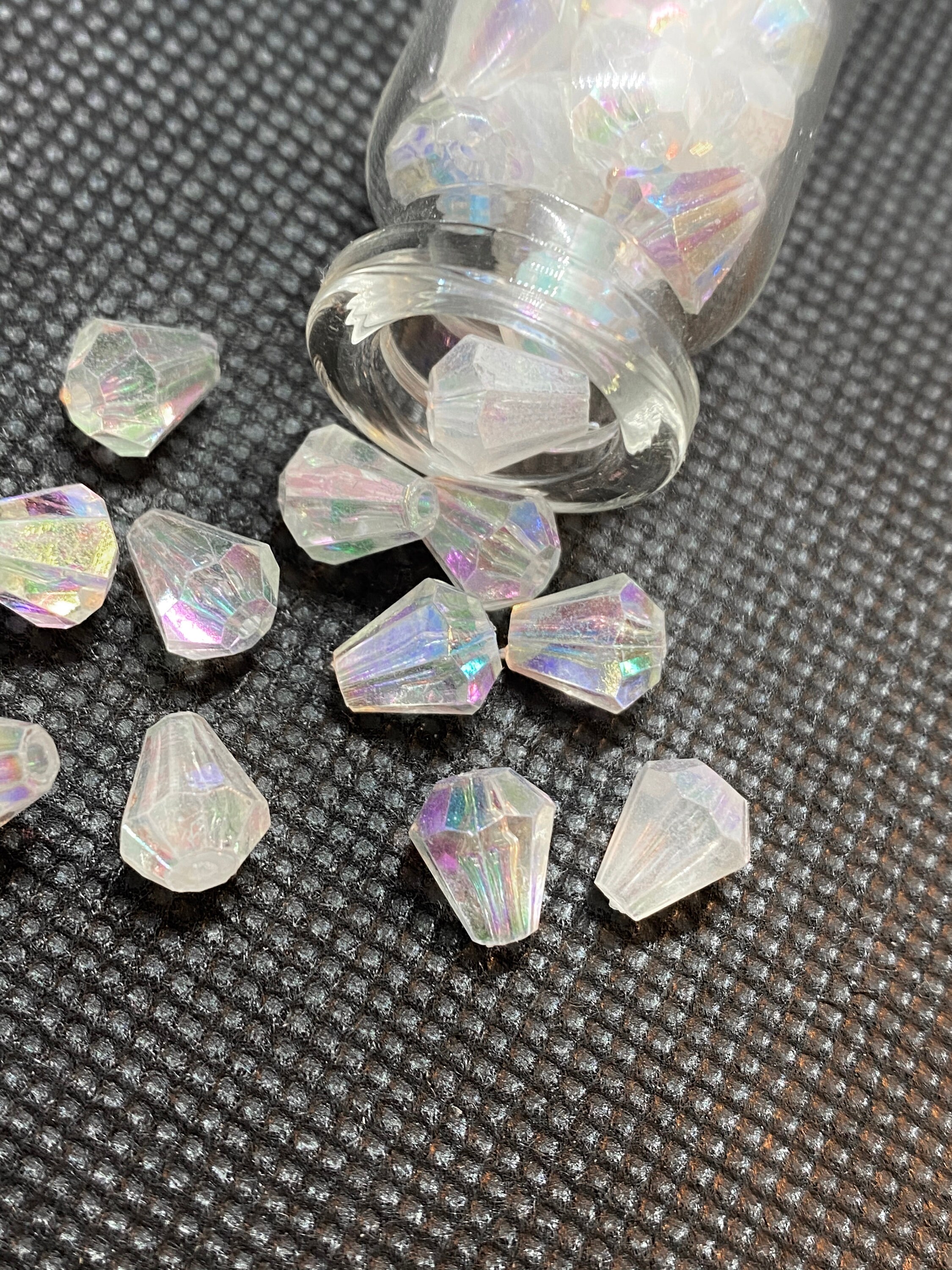 White Transparent AB Faceted Cone Acrylic Plastic Beads - Etsy