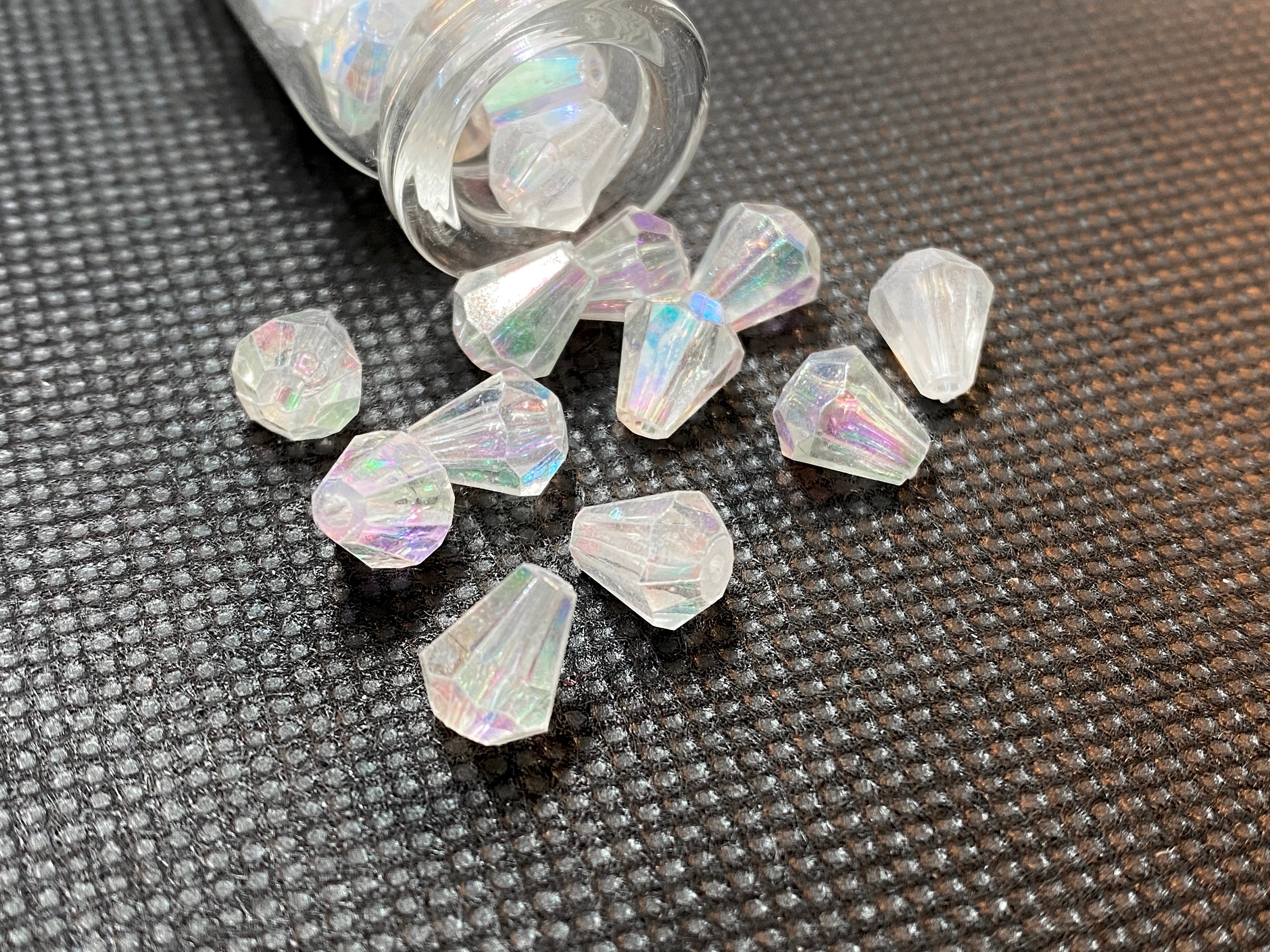 White Transparent AB Faceted Cone Acrylic Plastic Beads - Etsy