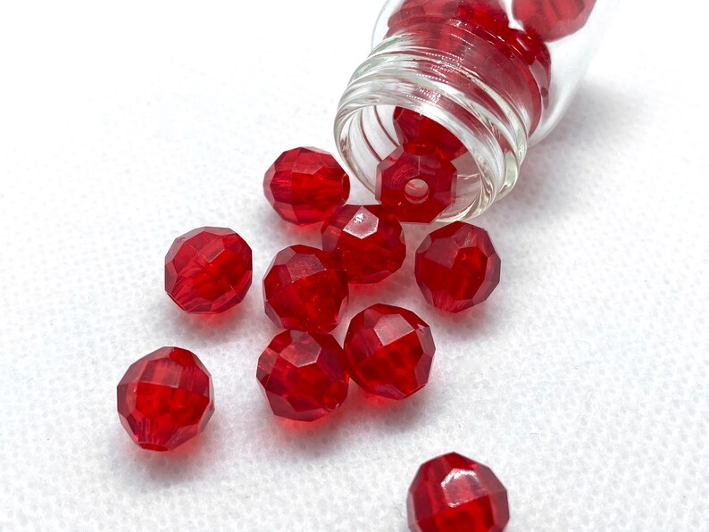 Red Transparent Faceted Round Acrylic Plastic Beads 9mm - Etsy