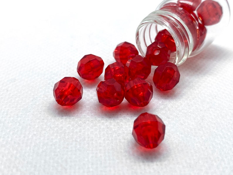 Red Transparent Faceted Round Acrylic Plastic Beads 9mm - Etsy